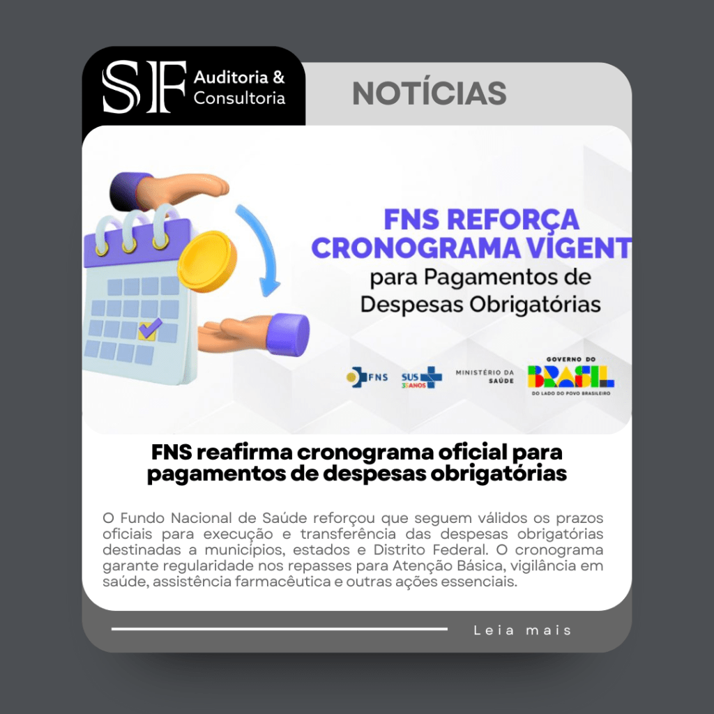 FNS reafirma cronograma oficial para pagamentos de despesas ...
